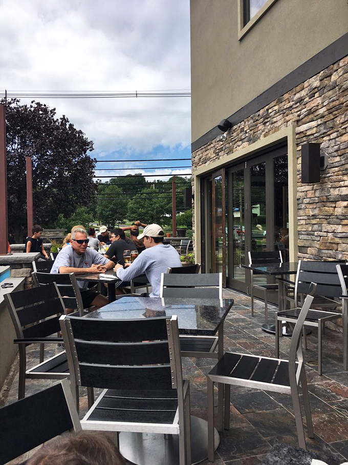 The outdoor patio offers fresh air and people-watching opportunities while you debate ordering that second slice of pie.
