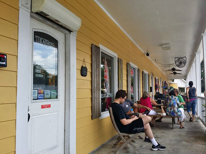 When the weather's right, the front porch becomes prime real estate for enjoying your barbecue bounty in the Alabama sunshine.