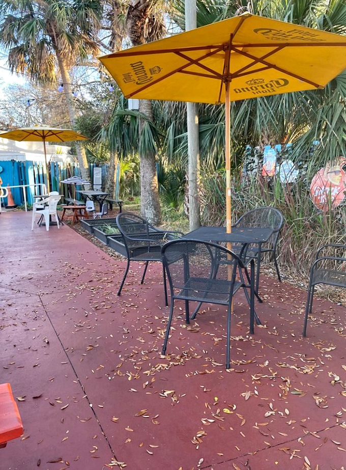 Palm trees, yellow umbrellas, and the promise of outdoor dining – Florida's version of al fresco perfection with a side of coastal breeze.