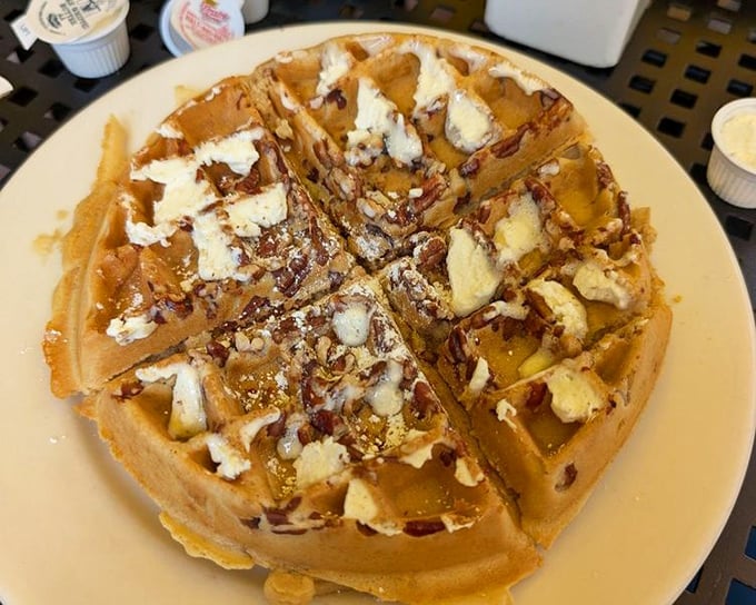 These waffles don't just have pecans and bacon&mdash;they've created a breakfast utopia where sweet and savory live in perfect harmony.