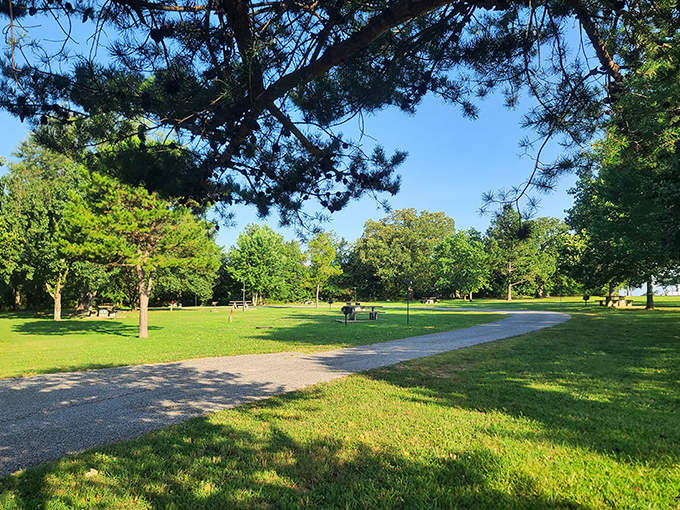 Sun-dappled paths wind through manicured grounds, inviting visitors to follow wherever curiosity leads &ndash; Oklahoma's version of the yellow brick road.