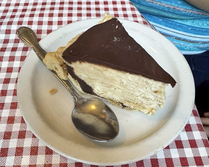 Chocolate-topped cream pie that makes you question why you ever waste calories on lesser desserts. One bite and you're plotting your return visit.