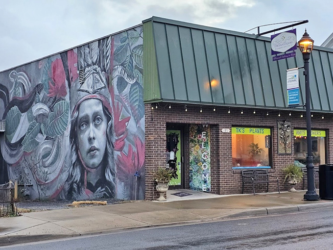 Street art meets small-town charm at this corner shop, proving Strasburg embraces both its historical roots and contemporary creative expression.