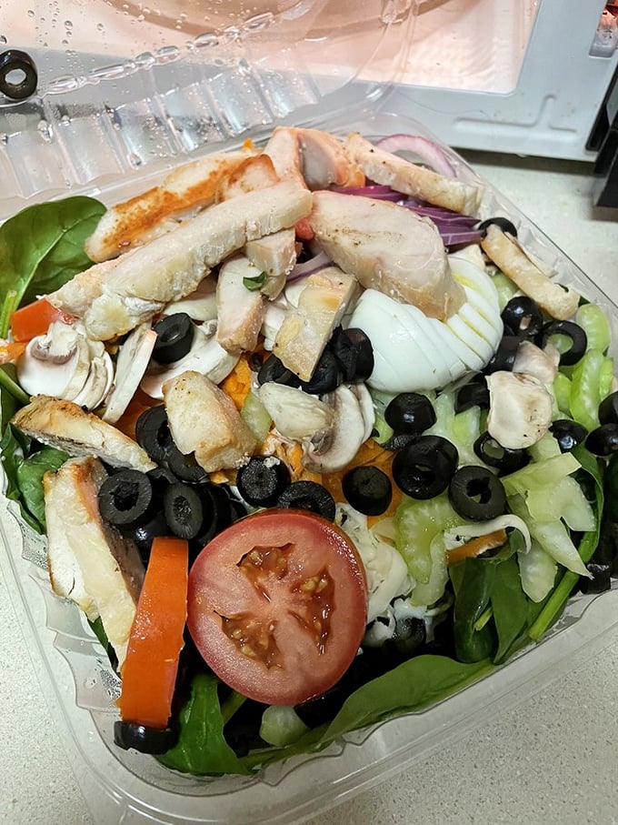 This isn't just a salad—it's a colorful convention where vegetables gather to make your day healthier and infinitely more delicious.