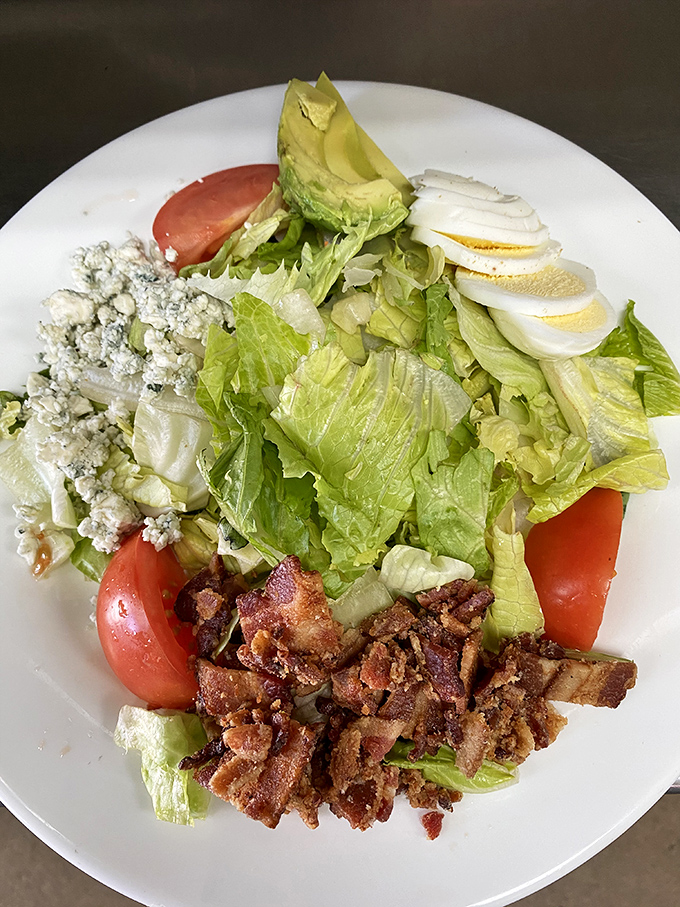 The Cobb salad arrives like edible artwork &ndash; a colorful arrangement of ingredients that actually taste as good as they look.