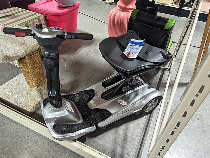 Mobility meets affordability. This scooter represents the unexpected finds that make thrifting the ultimate treasure hunt for practical necessities.