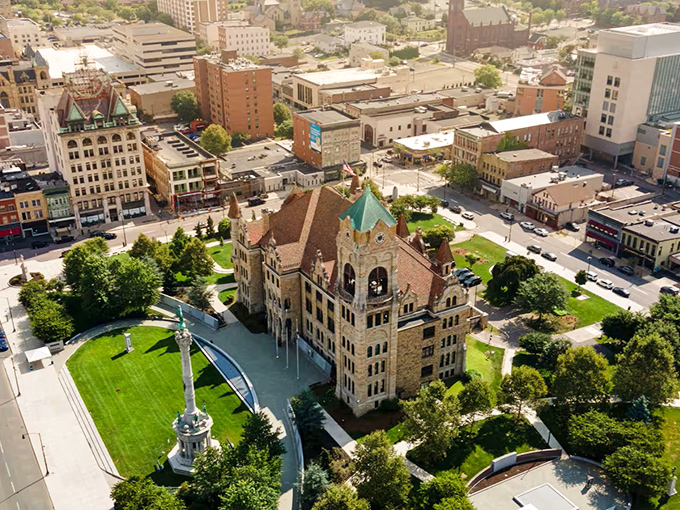 Aerial views revealing a city that's compact, walkable, and refreshingly human-scaled rather than overwhelmingly sprawling and exhausting.