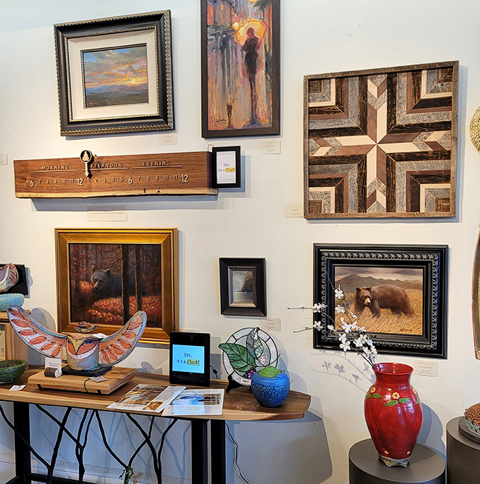 Seven Sisters Gallery's artful display showcases local talent against clean white walls. The kind of place where you'll find the perfect "something" you weren't looking for.