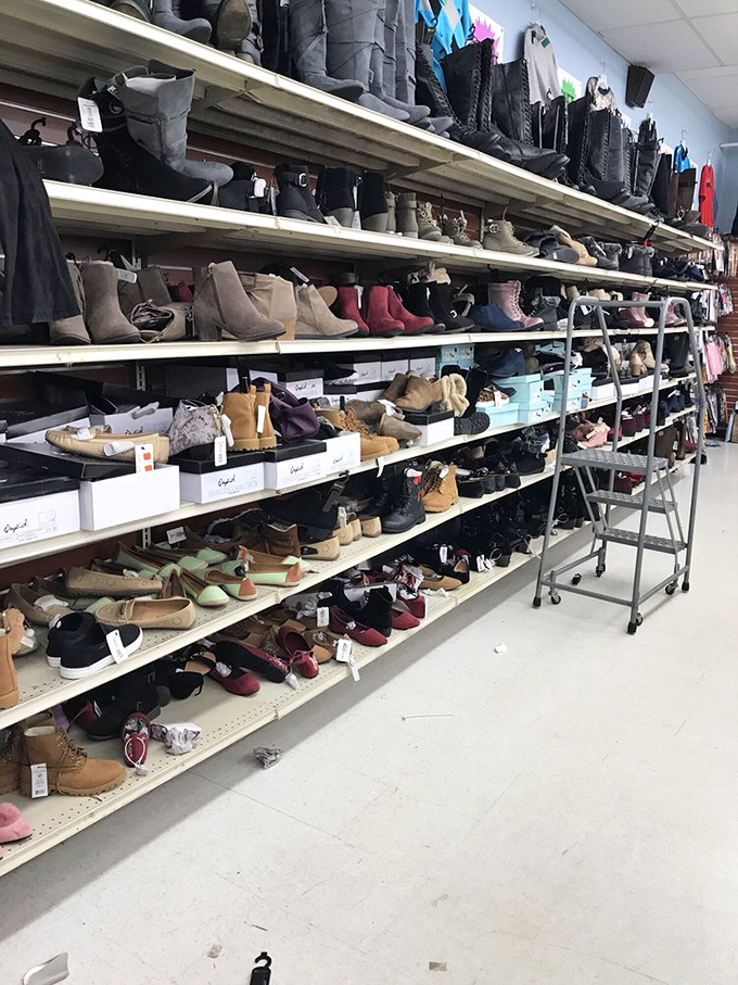 The shoe department: A Cinderella story waiting to happen, where designer labels occasionally hide among practical everyday footwear.