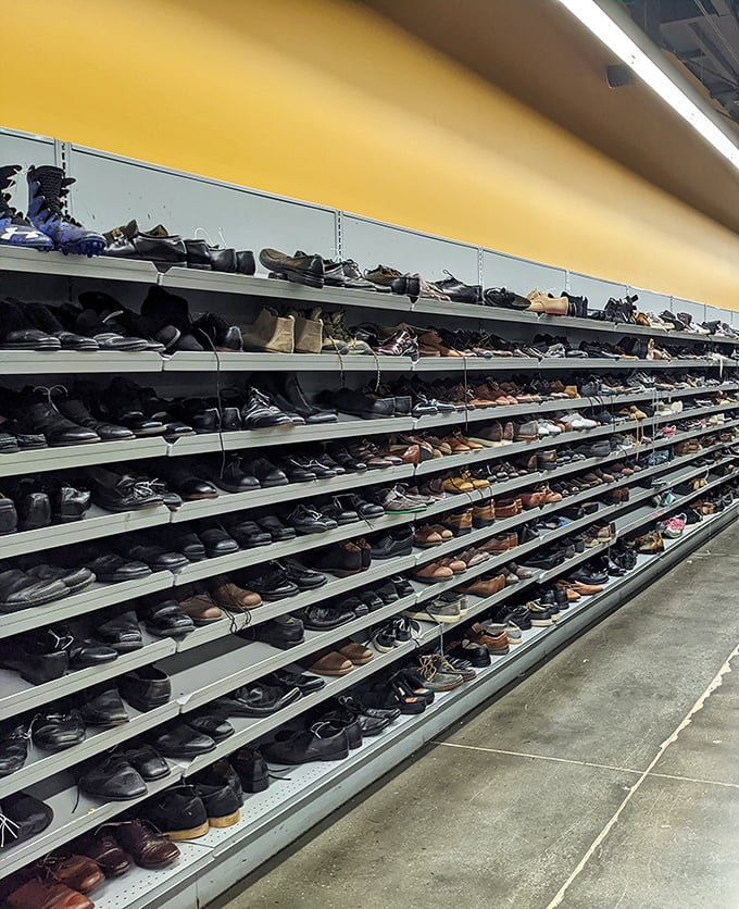 Shoe heaven stretches as far as the eye can see. From barely-worn designer finds to practical workwear, footwear fantasies come true on these shelves.