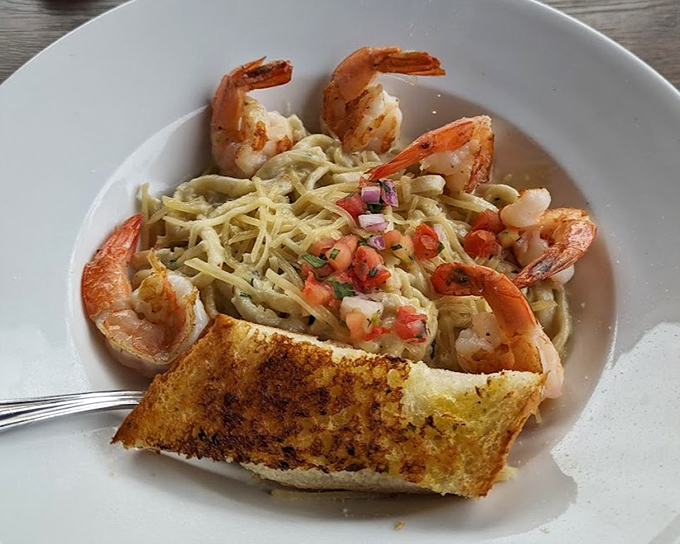 Shrimp Veneto pasta that would make an Italian grandmother nod in approval&mdash;simple ingredients elevated by perfect execution.