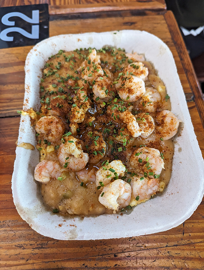 Shrimp and grits that would make your Southern grandmother both proud and jealous. Creamy, savory perfection topped with fresh herbs.