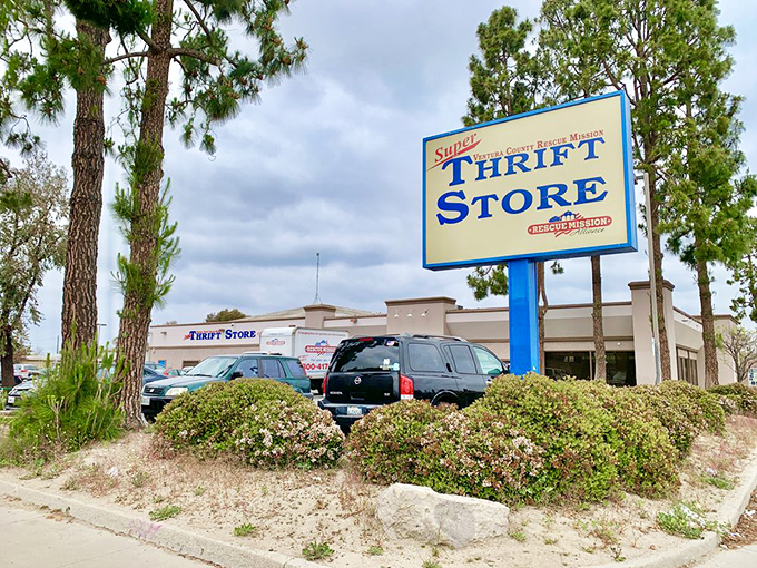 The roadside sign stands tall among California palms, a beacon to bargain hunters and treasure seekers cruising down Pacific Coast Highway.