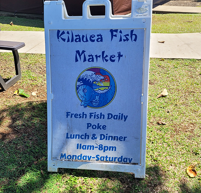 The sign promises "Fresh Fish Daily" &ndash; three words that might as well read "Happiness Served Here" to those in the know.