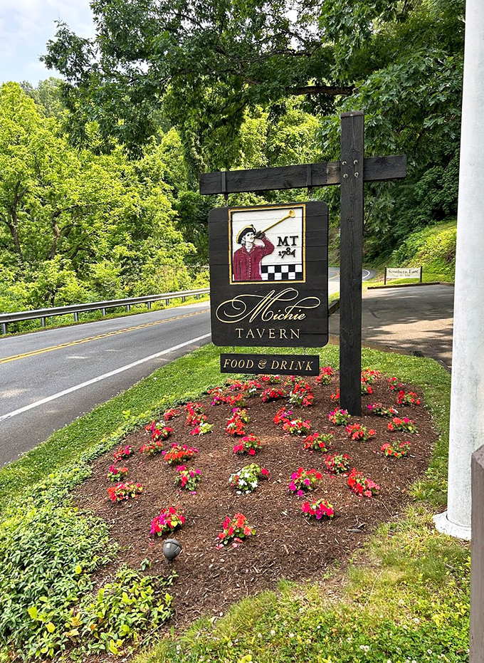 Even the sign knows how to make an entrance &ndash; dressed up with flowers like it's going to prom.