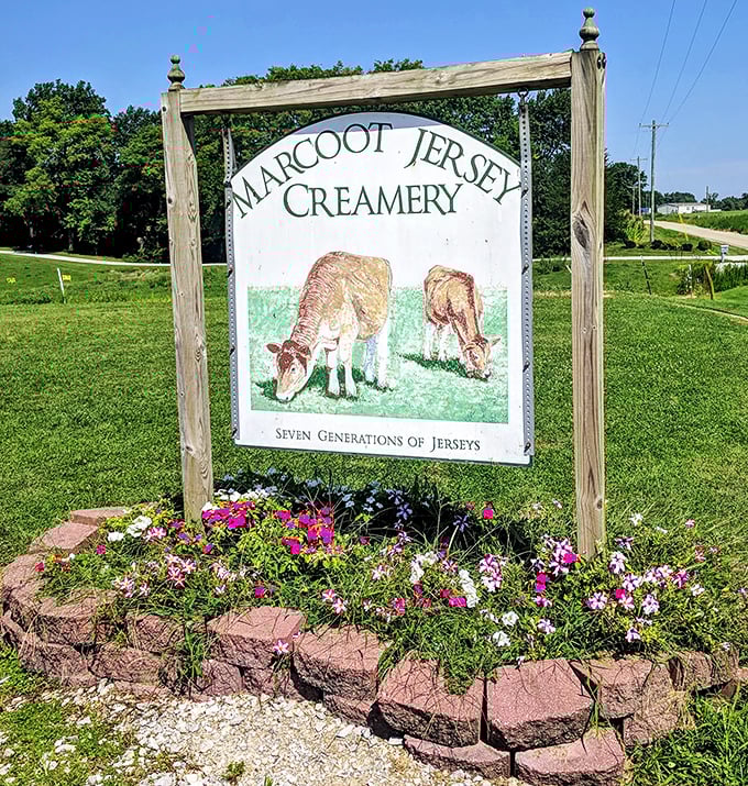 A sign that promises more than directions &ndash; it promises delicious memories. Those grazing Jerseys have no idea how happy they make us humans.