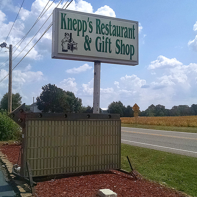 The roadside sign stands like a beacon of hope for hungry travelers, promising relief from fast food monotony just ahead.