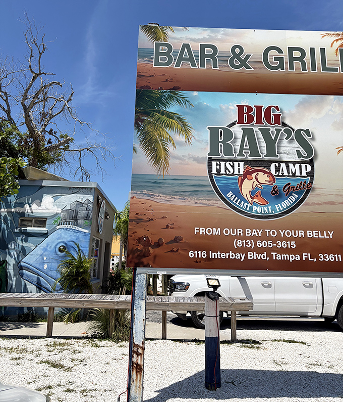 The sign says it all: "From Our Bay to Your Belly." Not just a slogan&mdash;it's a delicious promise that Big Ray's delivers on daily.