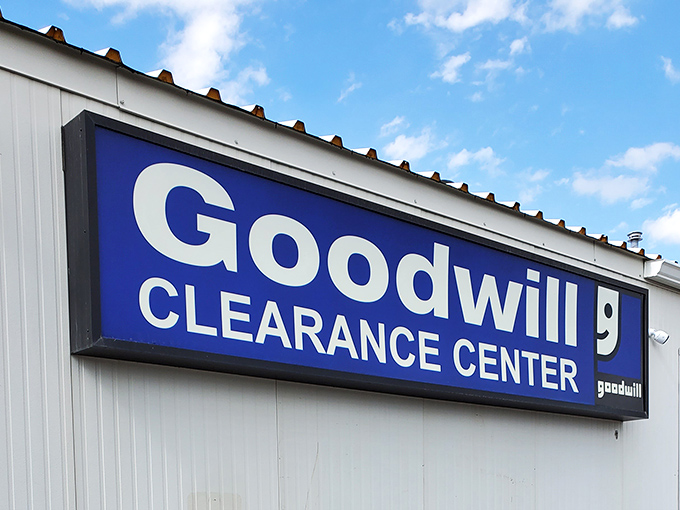 The Goodwill sign stands proud, a beacon for bargain hunters and sustainability warriors alike.