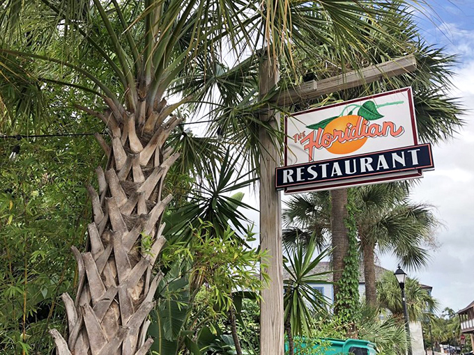 The Floridian's sign promises exactly what it delivers: a taste of Florida that goes far beyond the theme park versions you've known before.