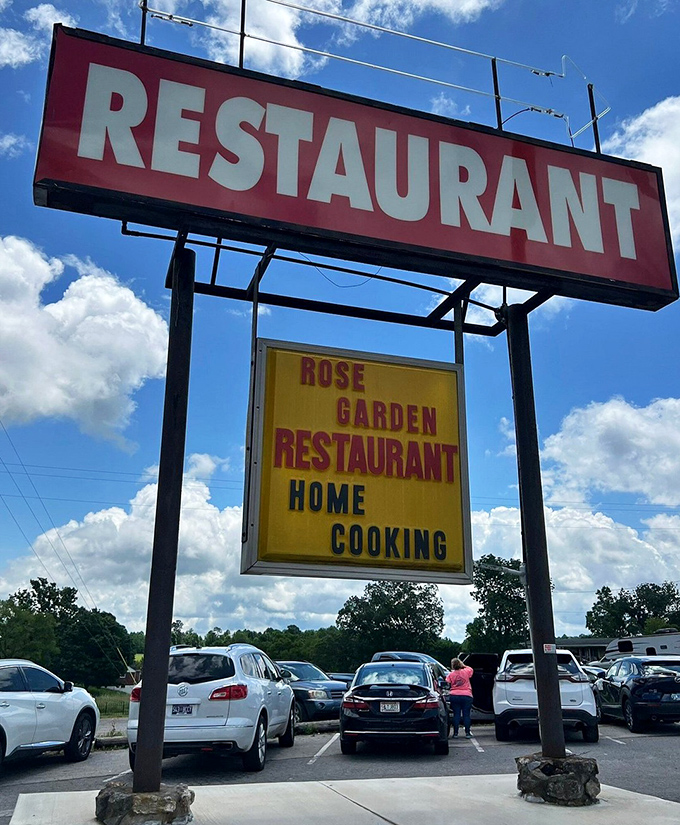 The roadside sign proclaiming "HOME COOKING" isn't just advertising &ndash; it's a promise kept with every plate that leaves the kitchen.