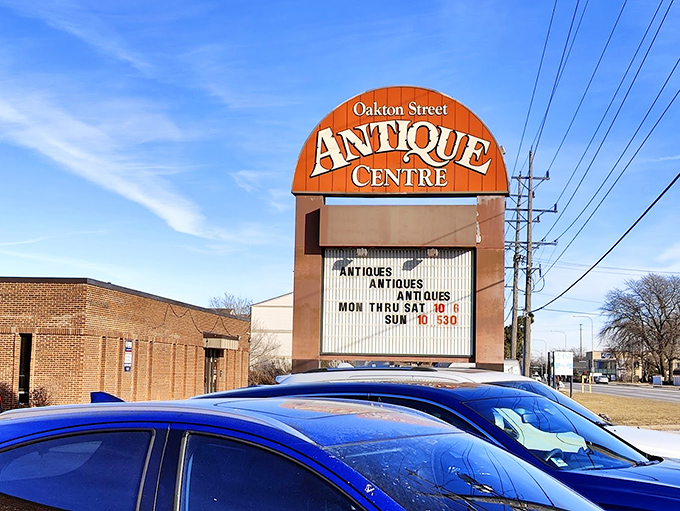 The iconic sign that's guided treasure hunters to this Arlington Heights institution for years. Under that blue Illinois sky, it's a beacon for collectors.