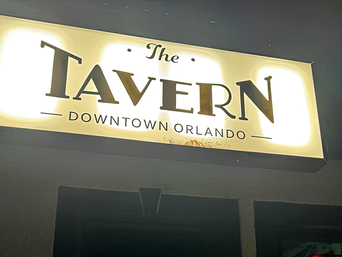 The glowing sign says it all&mdash;The Tavern Downtown Orlando, your new favorite spot you didn't know you were looking for.