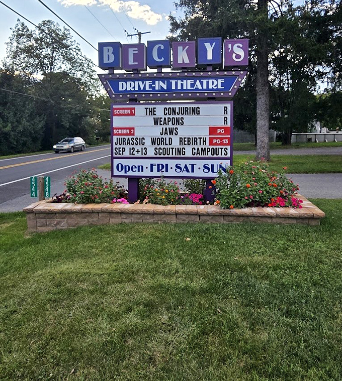 The marquee that stops traffic and starts conversations. Tonight's double feature: nostalgia paired with new releases.