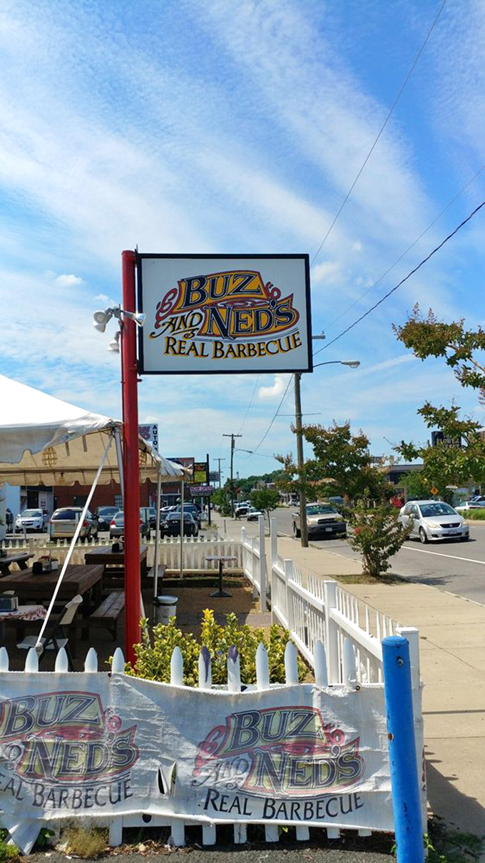 The sign stands like a beacon of hope for the hungry. "Real Barbecue" isn't just a name&mdash;it's a solemn promise to your taste buds.