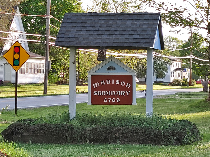 The unassuming entrance sign belies the extraordinary experiences waiting inside Madison Seminary, where history and the supernatural converge.