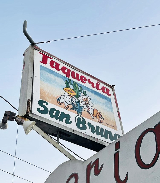 The vintage sign featuring traditional Mexican imagery has become a beacon for taco enthusiasts throughout the Bay Area.