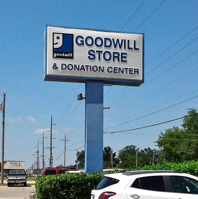 That blue and white sign is your destination marker for where smart shopping meets community impact every single day.