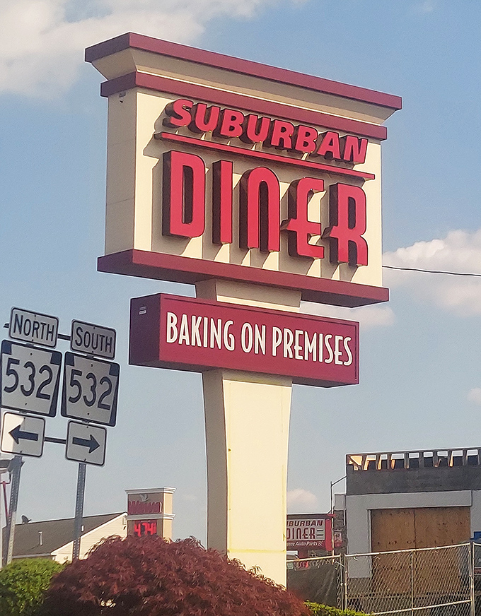 That sign doesn't just advertise a diner—it announces an institution. Standing tall against the Pennsylvania sky, it's been guiding hungry travelers for generations.