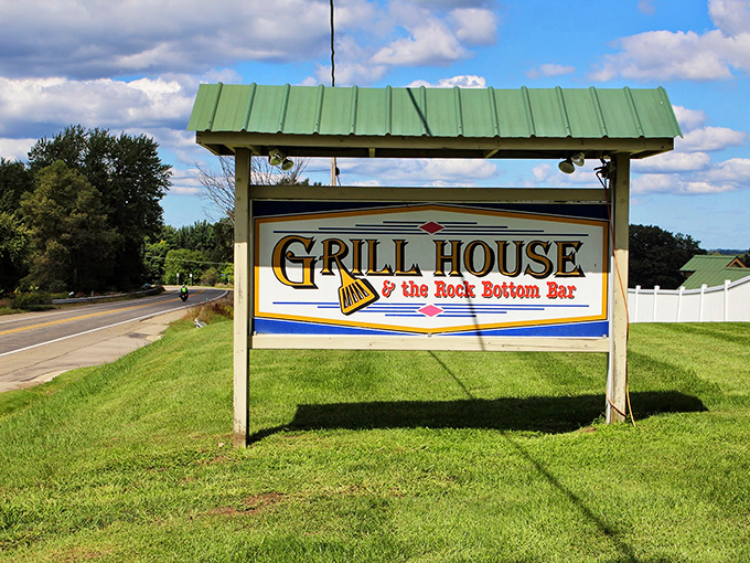 The sign that signals salvation for the hungry traveler. Like a lighthouse for those lost in a sea of mediocre dining options.