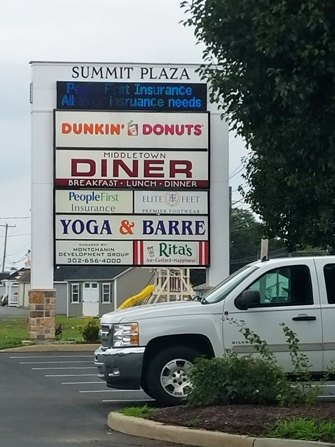 Summit Plaza signage proves that great diners hide in plain sight, waiting for the truly hungry.