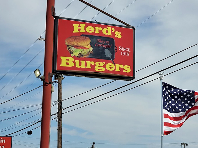 "They're Entrupin'" since 1916&mdash;the sign says it all. When you've been making burgers this good for over a century, you've earned the right to brag.