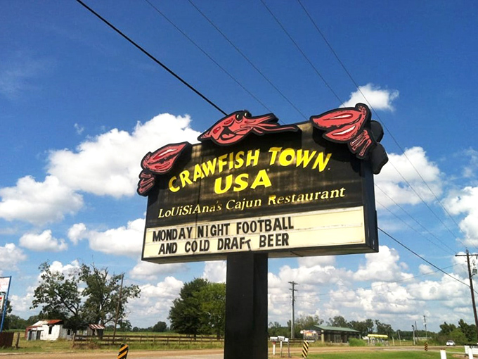 The roadside sign promises Monday Night Football and cold draft beer&mdash;because in Louisiana, good food is just the beginning of hospitality.