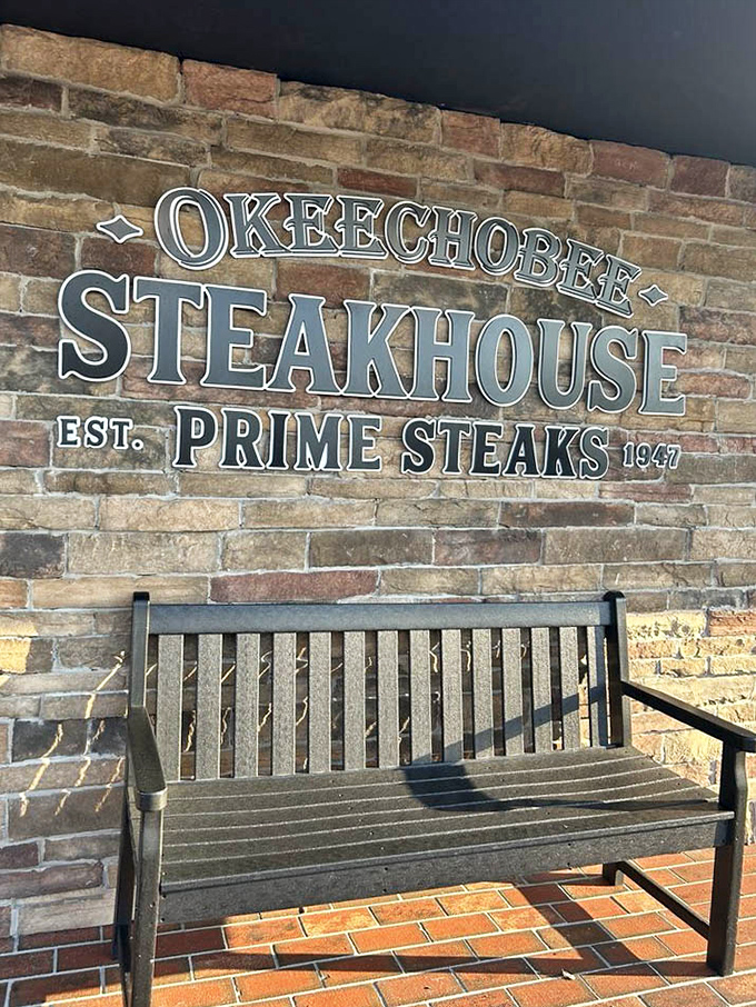 "EST. 1947" isn't just a date&mdash;it's a promise of tradition. That bench isn't for waiting; it's for sitting in reverent appreciation after your meal. 