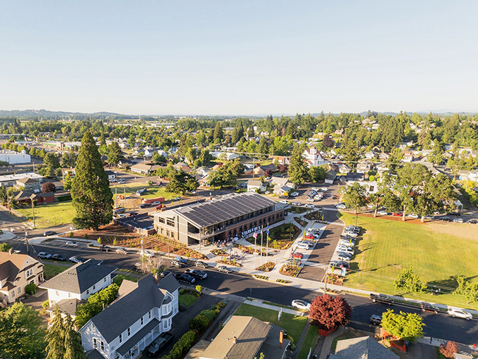 From above, Silverton reveals itself as a perfect little pocket of civilization nestled among Oregon's greenery&mdash;close enough to nature to breathe, yet thoroughly civilized.