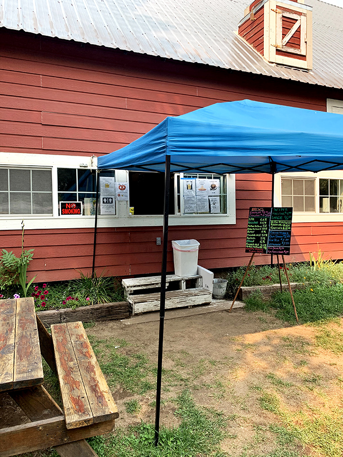 This unassuming red barn houses Siskiyou Brew, where picnic tables and chalkboard menus promise simple pleasures and locally-crafted refreshments.