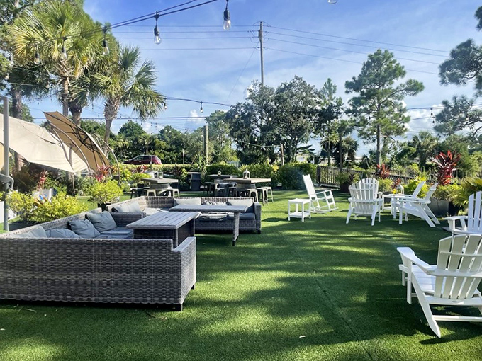 Adirondack chairs invite you to linger over cocktails on the lawn. The perfect epilogue to a seafood feast or prelude to a starlit evening.