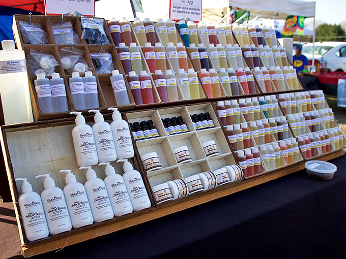 Potions and lotions lined up like a modern apothecary. These handmade skincare products promise to pamper your Pennsylvania-weathered skin back to glory.