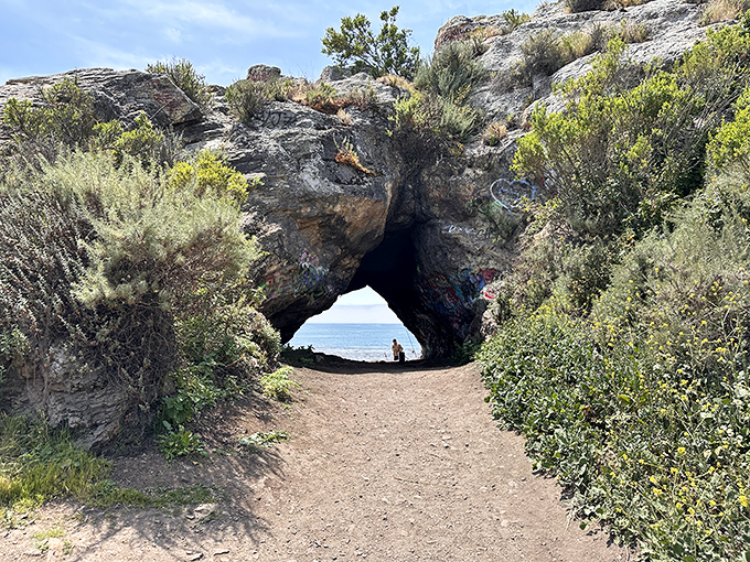 Nature's perfect frame! Smugglers Cave creates a stone portal to the Pacific, offering one of the most Instagram-worthy spots on the Central Coast.