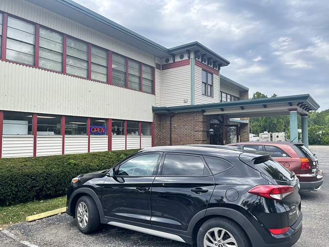 The storefront says "regular building," but we all know it's really a TARDIS of treasures&mdash;bigger on the inside and time-travel included.