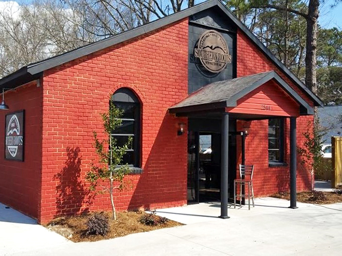 The charming storefront looks like it could be on a postcard titled "Southern Barbecue Dreams." Architectural proof that great food doesn't need fancy digs.