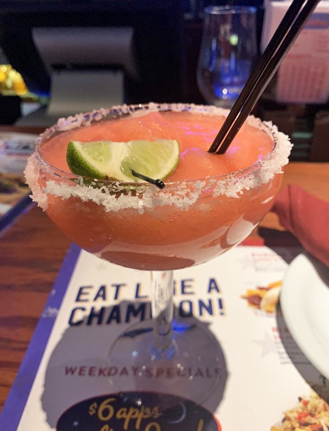 This isn't just a margarita&mdash;it's vacation in a glass. The salt rim is there to remind you that something this sweet needs balance.