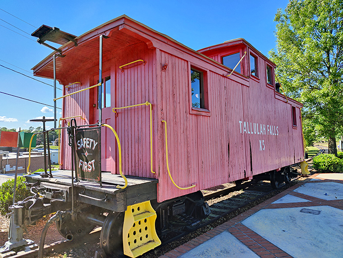 This cheerful red Tallulah Falls Railroad caboose seems to say, "I may not be an apple, but I'm still part of Cornelia's colorful story!"