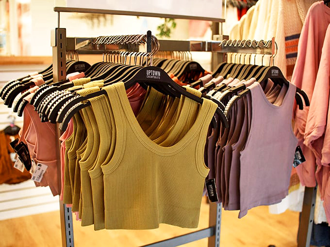 Tank tops in every shade of summer, lined up like a fashion rainbow promising style without the pot of gold price tag.