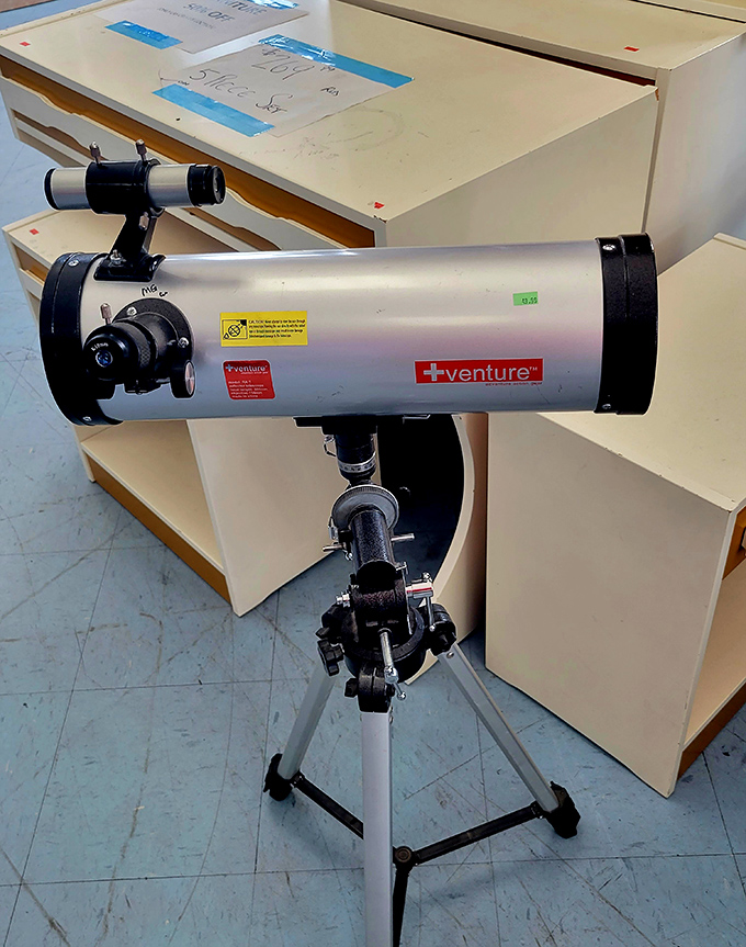 A telescope for stargazing sits ready to reveal the universe, though first you'll need clear New Mexico skies.