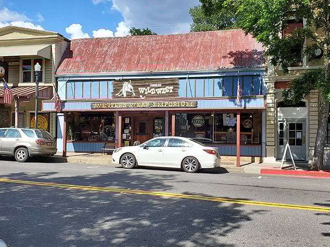 Turner's Wild West Emporium, with its rustic tin roof, sells the dream of the Old West to visitors who've had enough of modern complications.